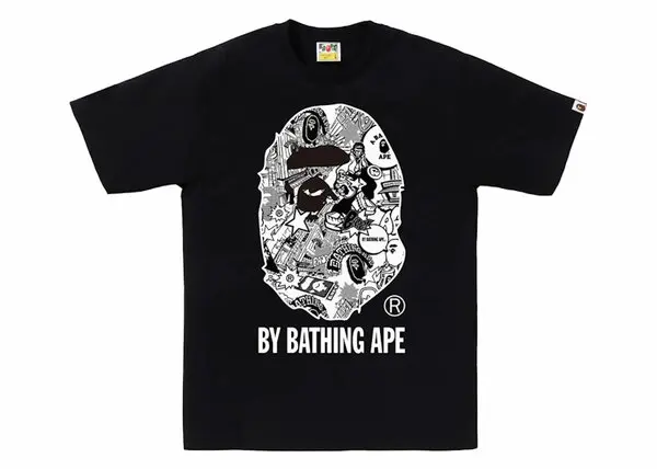 A BATHING APE Comic Art Ape Head Tee Shirt - Black