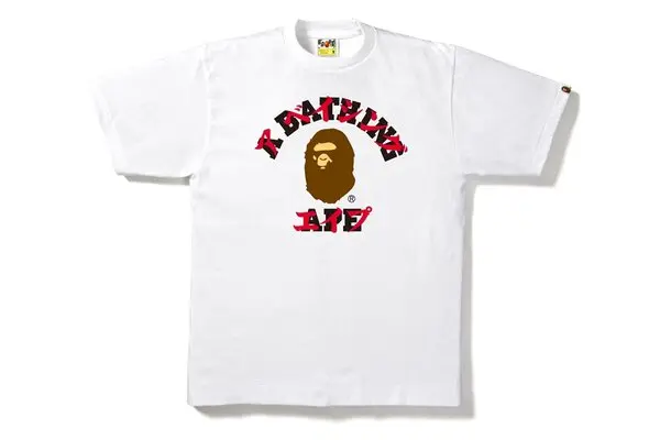 A BATHING APE Katakana College Tee Shirt - White/brown