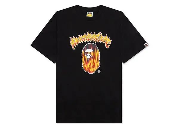 A BATHING APE Mad Flame Ape Head Relaxed Fit Tee Shirt - Black