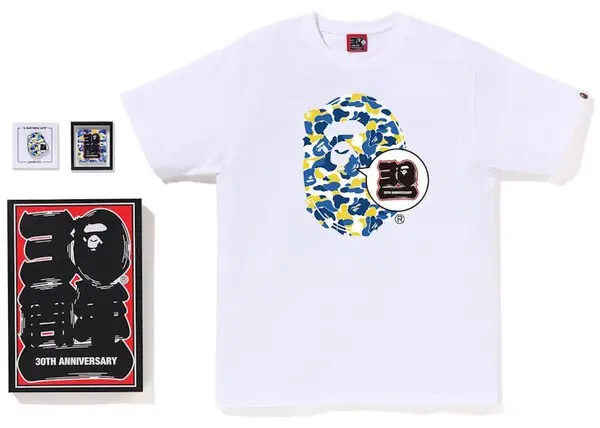 A BATHING APE Store Shanghai 30th Anniversary Ape Head Tee Shirt Set - White
