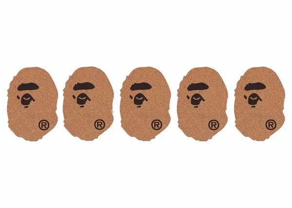 A BATHING APE Ape Head Cork Coaster Set - Beige