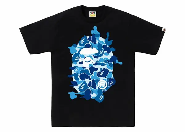A BATHING APE Abc Camo Rebuild Big Ape Head Tee Shirt - Black/blue