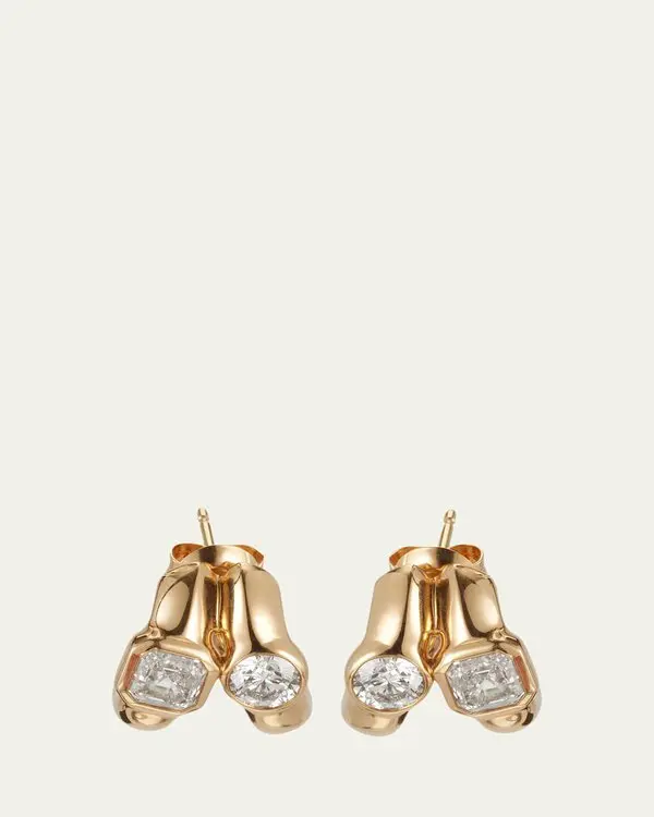 UNIFORM OBJECT Twin Tusk 18k Yellow Huggie Earrings - Gold