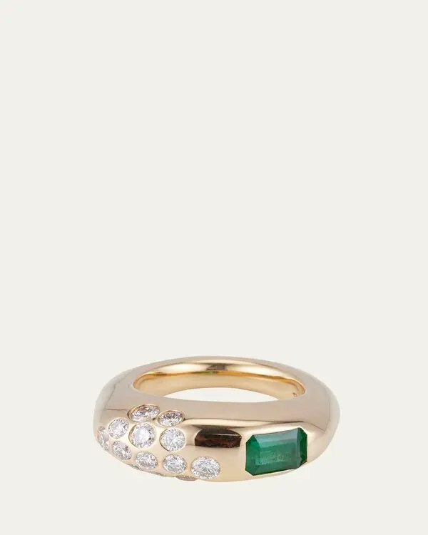 UNIFORM OBJECT 18k Yellow Gold Ring With And Diamond - Emerald