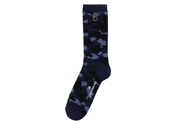 A BATHING APE Camo Ape Head One Point Socks - Navy Blue