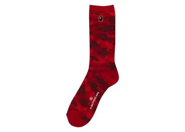 A BATHING APE Camo Ape Head One Point Socks - Red