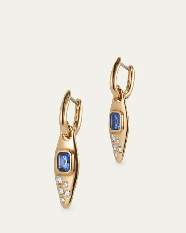 UNIFORM OBJECT 18k Yellow Gold And Diamond Vessel Huggie Earrings