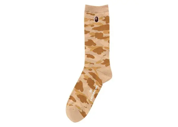 A BATHING APE Camo Ape Head One Point Socks - Yellow