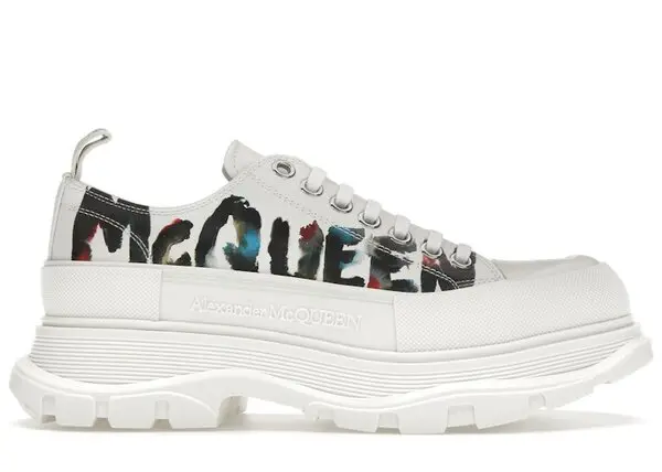 Alexander McQueen Tread Slick Low Lace Up Sneakers - White