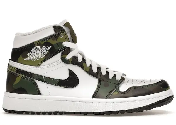 JORDAN 1 High Golf Camo Sneakers - Legion Green/white/black