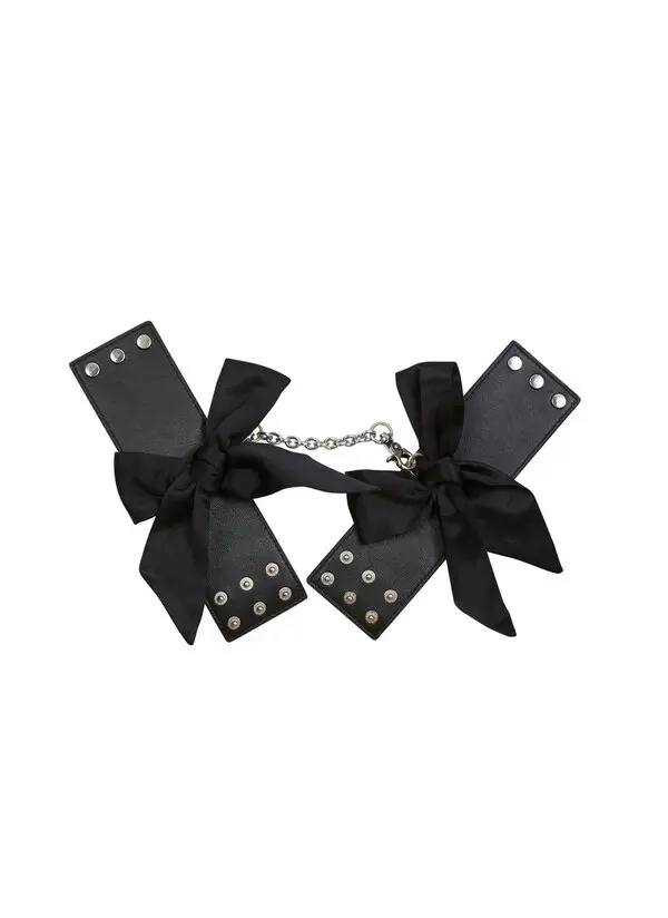 FLEUR DU MAL Leather Cuffs With Silk Bows