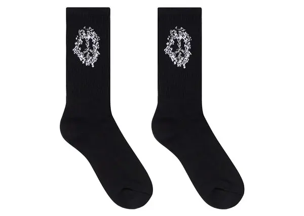 DENIM TEARS Cotton Wreath Crew Socks - Black