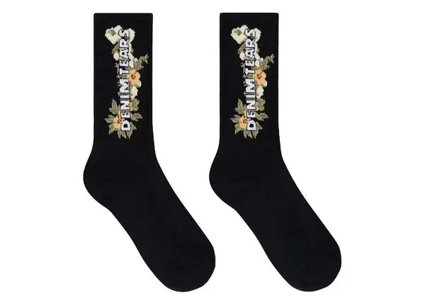 DENIM TEARS Floral Wreath Socks - Black