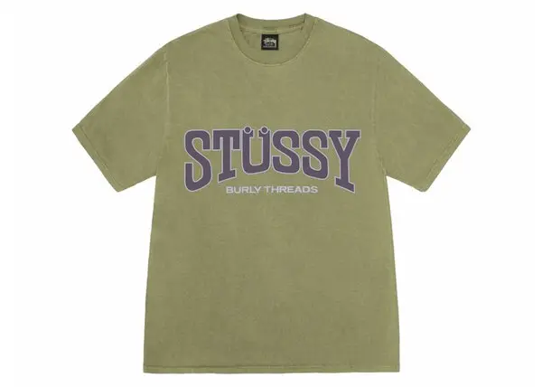 StÜssy Burly Threads Pigment Dyed Tee Shirt - Olive
