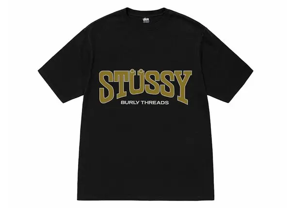 StÜssy Burly Threads Pigment Dyed Tee Shirt - Black