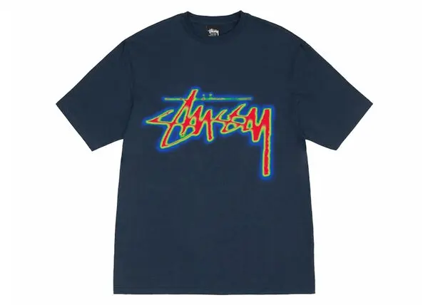 StÜssy Thermal Stock Tee Shirt - Navy Blue