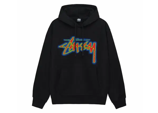 StÜssy Thermal Stock Hoodie - Black