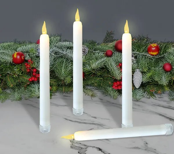 LUMABASE Battery Operated Taper Candles, Soft W Hite- Set Of 4 - One-color