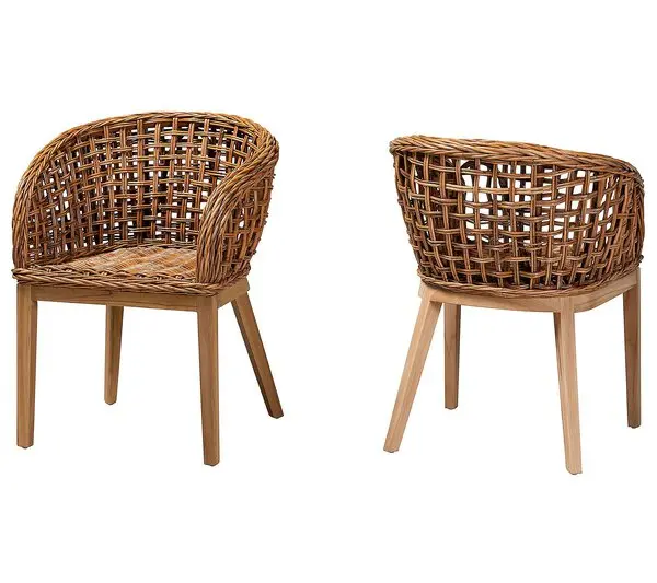 BAXTON STUDIO Bali & Pari Mario Natural Brown Rattan Dining C Hair Set Of 2 - One-color