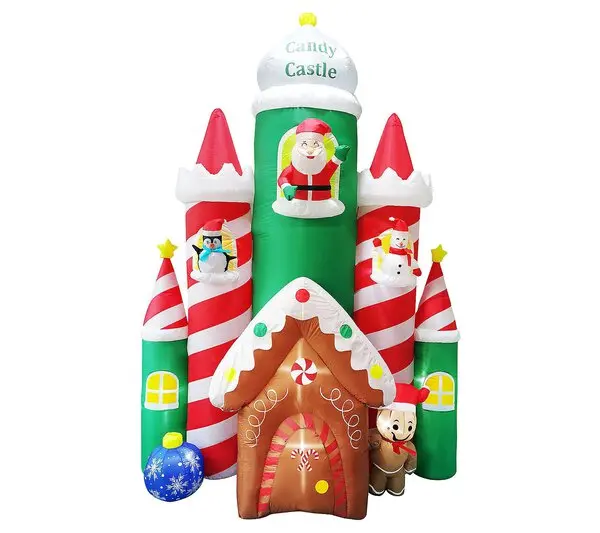 FRASER HILL FARM 10-ft. Tall Prelit Candy Castl E Inflatable - One-color