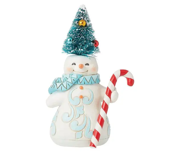 JIM SHORE Pint Snowman Sisal Hat Fig - One-color