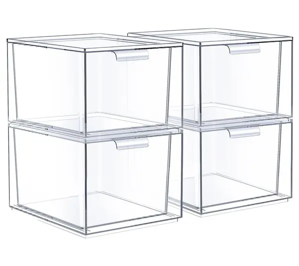 SORBUS 4 Pack Clear Stackable Acrylic Drawer Ma Eup Organizers