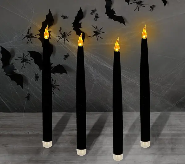 LUMABASE Battery Operated Taper Candles- Black, 4ct - One-color