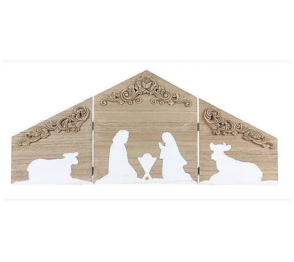 YOUNG'S INC. Young's Wood Country Christmas Tabletop Hinged Nativity - One-color