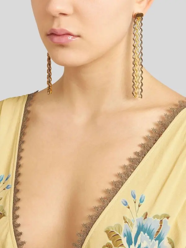 Etro Geometric-print Drop Earrings