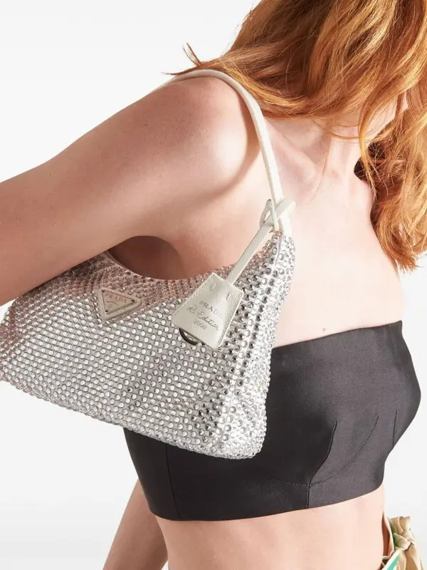 Prada Re-edition Embellished Mini Bag - White