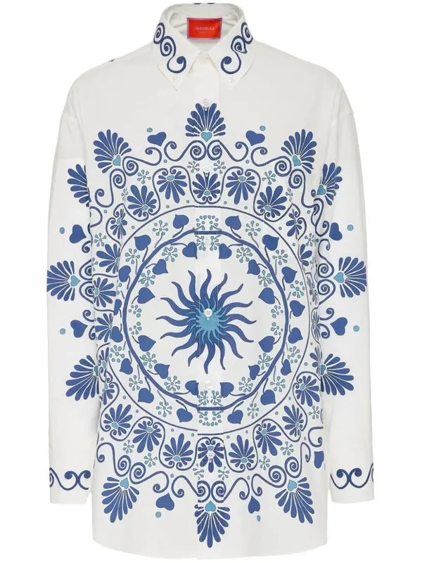 La DoubleJ Printed Cotton Shirt - White