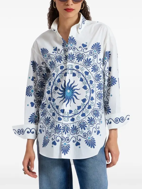 La DoubleJ Printed Cotton Shirt - White