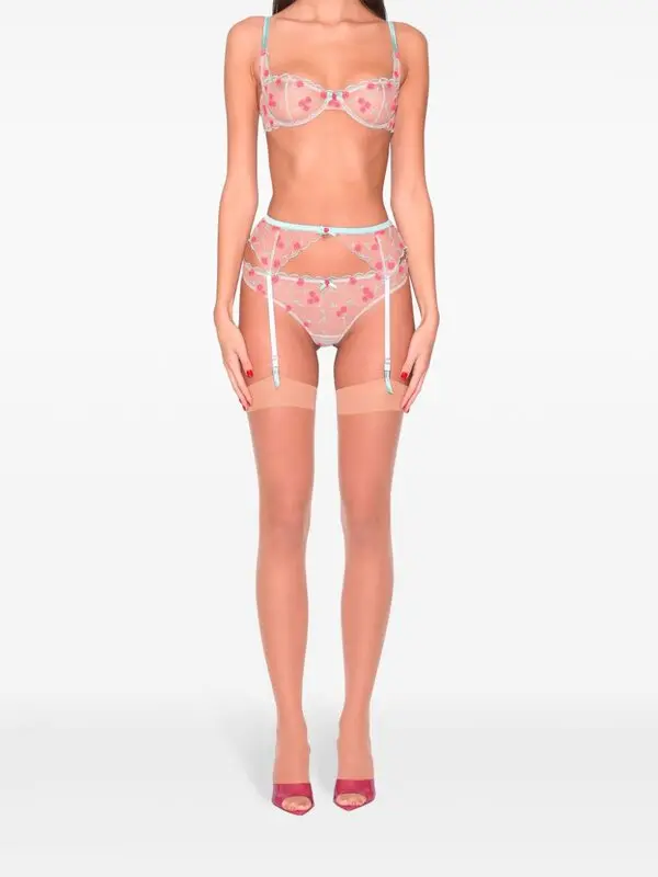 FLEUR DU MAL Rose And Vine Embroidered Thong