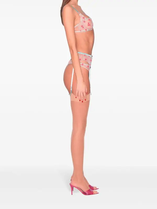 FLEUR DU MAL Rose And Vine Embroidered Thong