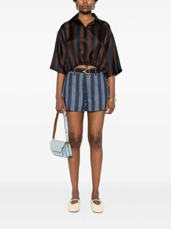 Fendi Pequin Striped Denim Shorts