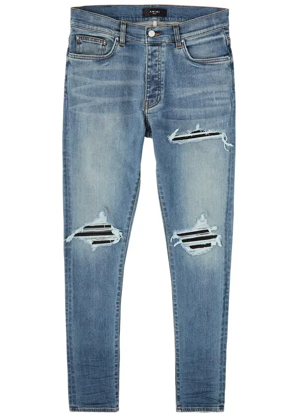 Amiri Mx1 Distressed Skinny Jeans - Blue