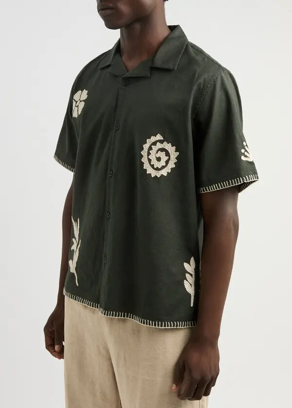 WAX LONDON Didcot Appliquéd Cotton-blend Shirt