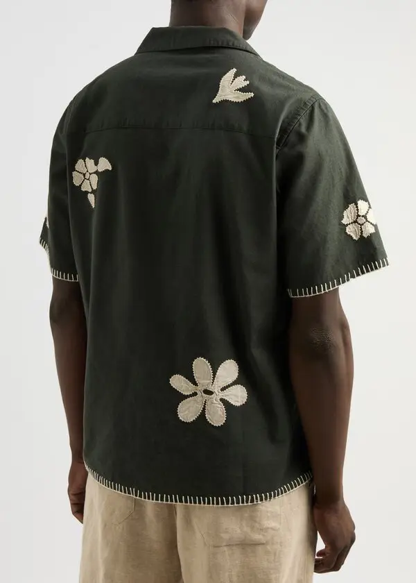 WAX LONDON Didcot Appliquéd Cotton-blend Shirt