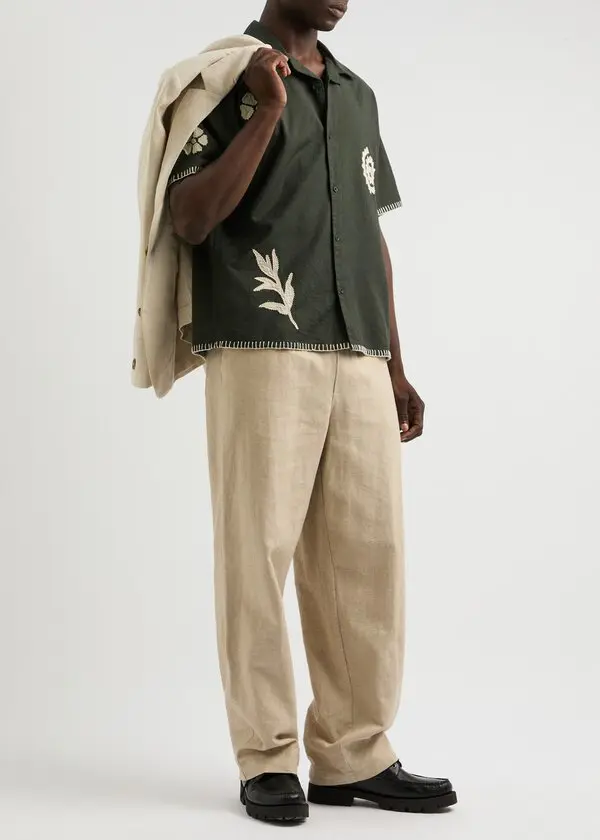 WAX LONDON Didcot Appliquéd Cotton-blend Shirt
