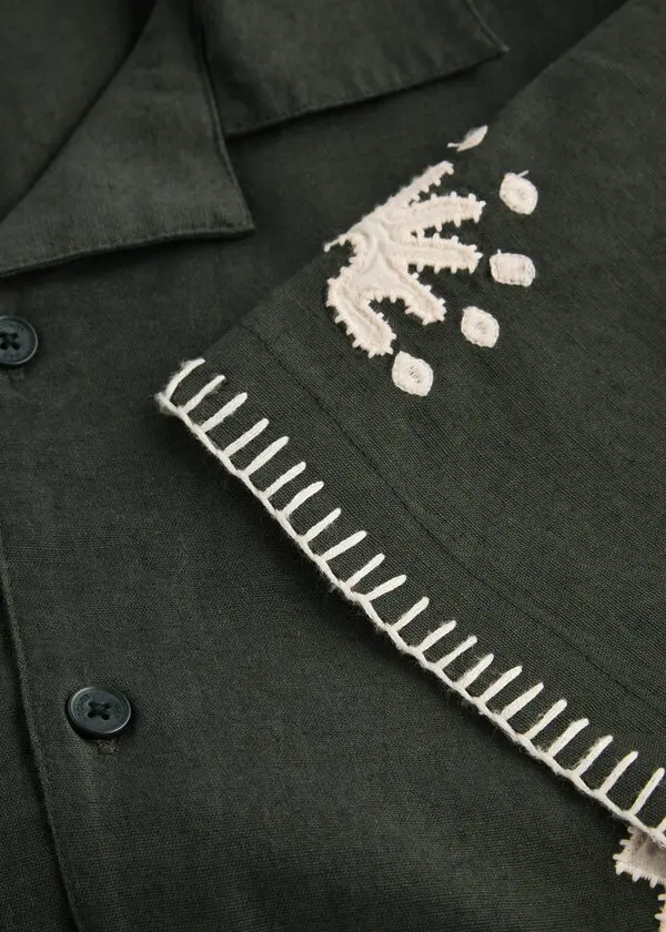 WAX LONDON Didcot Appliquéd Cotton-blend Shirt
