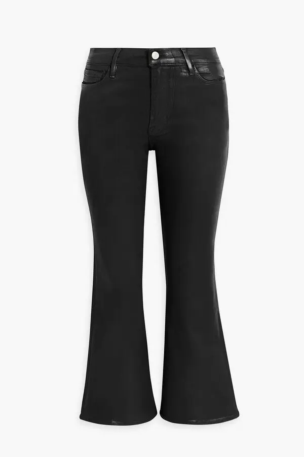 FRAME Le Crop Coated Flare Jeans - Black