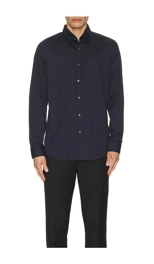 Theory Sylvain Wealth Shirt In Navy - Eclipse
