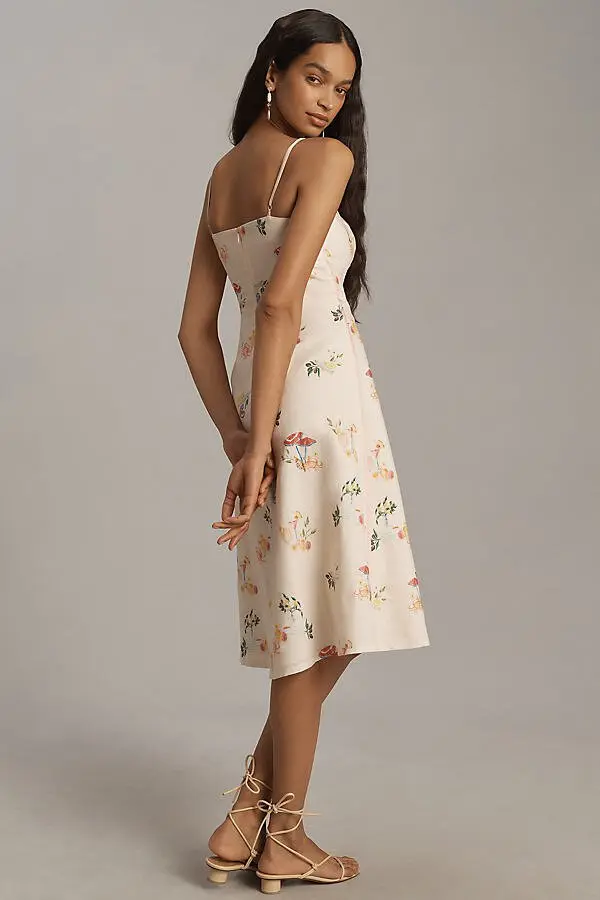 Corey Lynn Calter Seamed Linen Midi Dress In White - 40% Off | Editorialist
