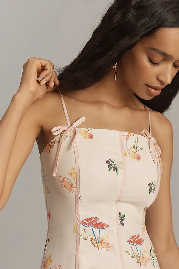 Corey Lynn Calter Seamed Linen Midi Dress In White - 40% Off | Editorialist