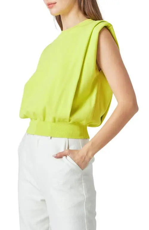 Endless Rose Power Shoulder Sleeveless Blouson Top - Neon Yellow