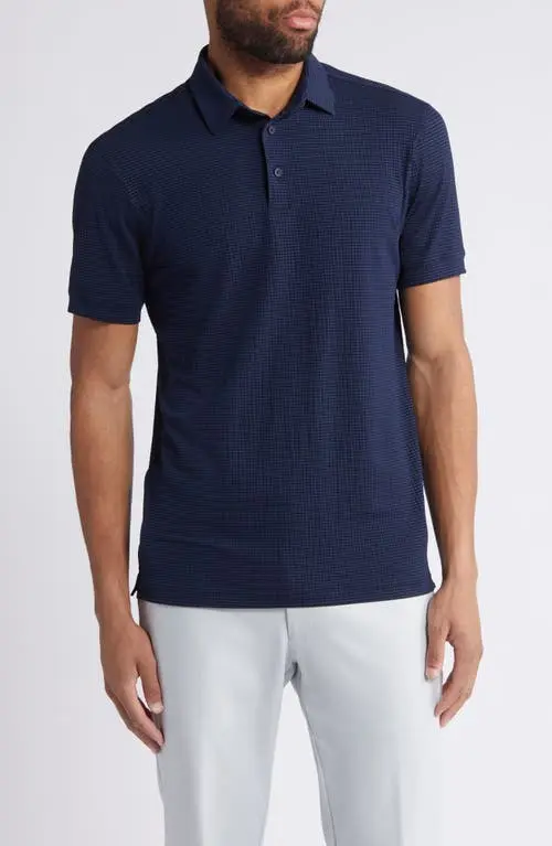 Mizzen+main Copa Trim Fit Stripe Performance Polo - Navy Solid