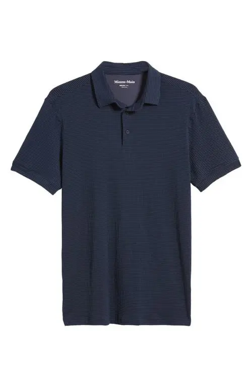 Mizzen+main Copa Trim Fit Stripe Performance Polo - Navy Solid