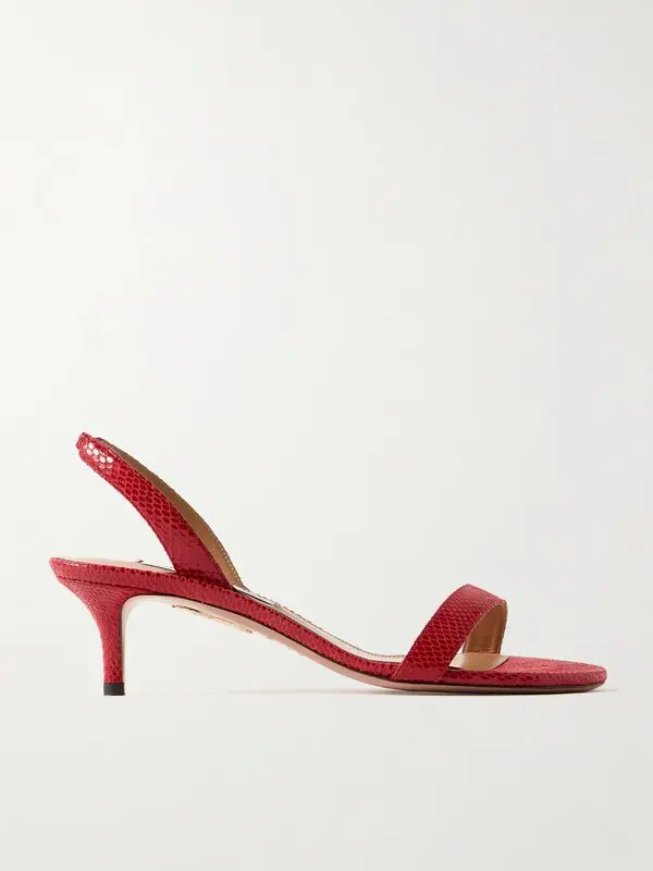 AQUAZZURA So Nude Lizard-effect Leather Slingback Sandals