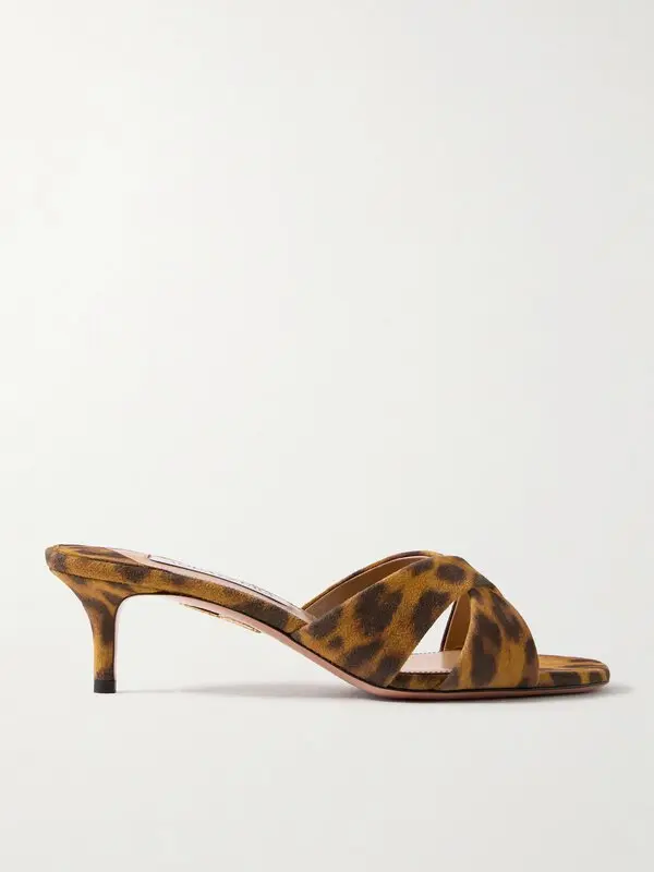 AQUAZZURA Divine 50 Leopard-print Mules