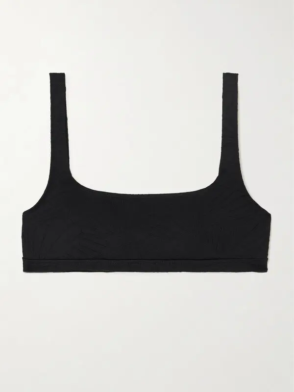 Loulou De Saison Hephaistos Stretch-cloqué Bikini Top - Black